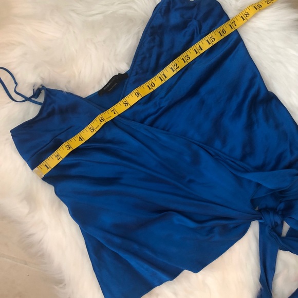 BCBGMaxAzria | Tops | Bcbg Royal Blue Satin Wrap Top | Poshmark